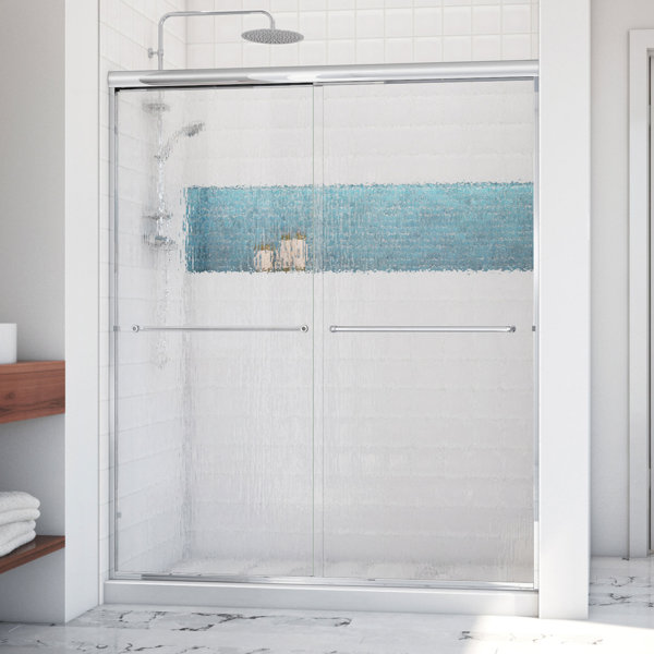 DreamLine Alliance Pro LT 56-60 in W x 70 3/8 in H Semi-Frameless Shower Door-Chrome and Rain ...